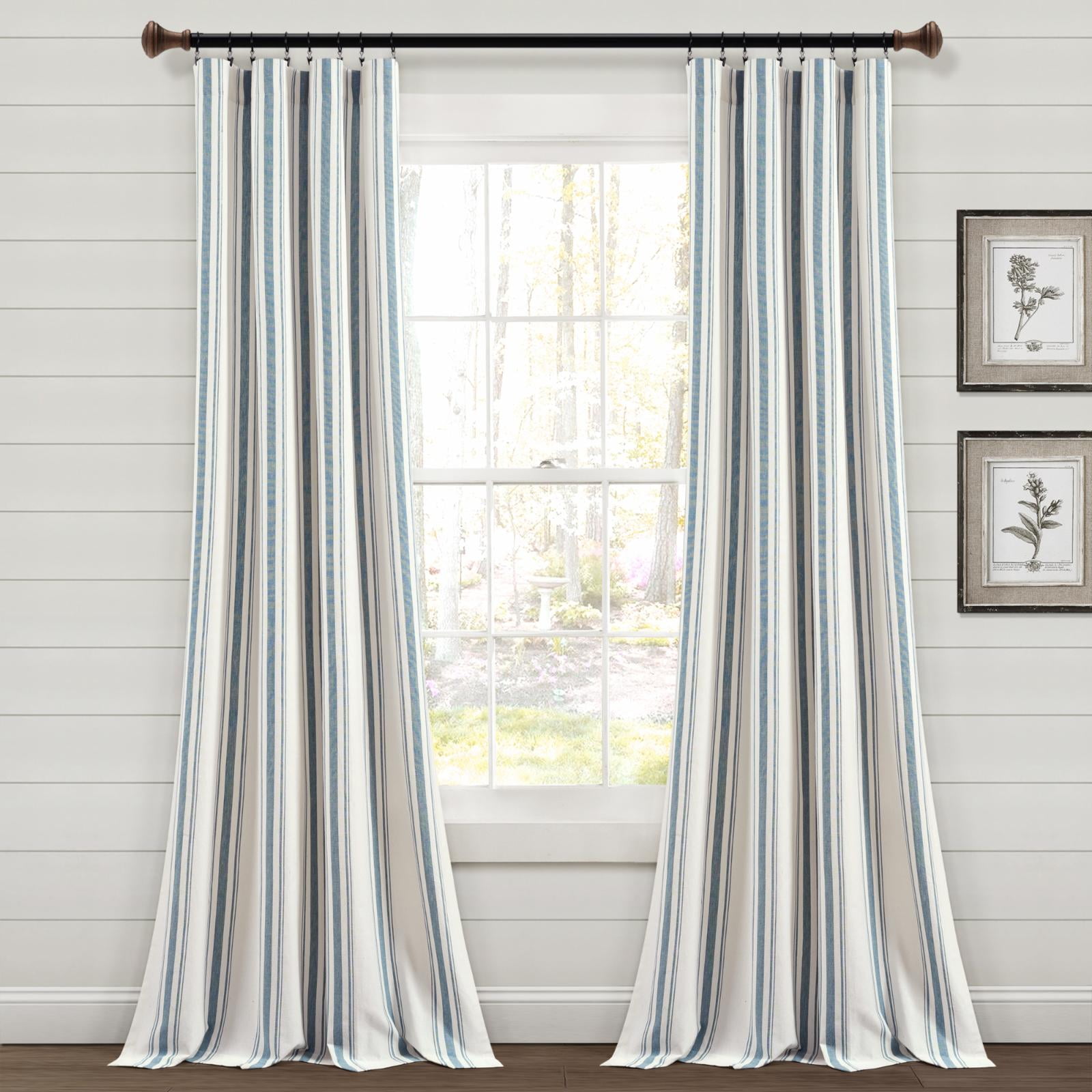 Lush Decor Farmhouse Stripe Window Panels - Blue - 84 x 42 - Walmart.com
