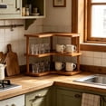 3-Tier Wood Cup Storage Rack for Kitchen Counter, Corner Desktop ...