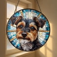 Cute Small Dog Portrait Stained Glass Style Suncatcher for Window Decor ...