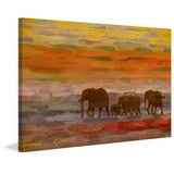 Parvez Taj "Herd Walking" Print on Canvas - Walmart.com