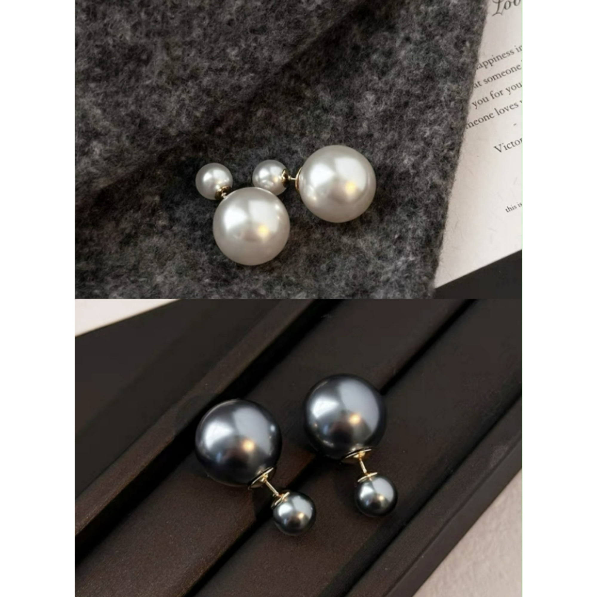 Click here for Rising Ff Two Pairs Of Double Sided White Pearl An... prices