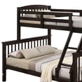 Bruke Twin/Full Size Bunk Bed with Ladder- Slatted Brown Solid Hardwood ...