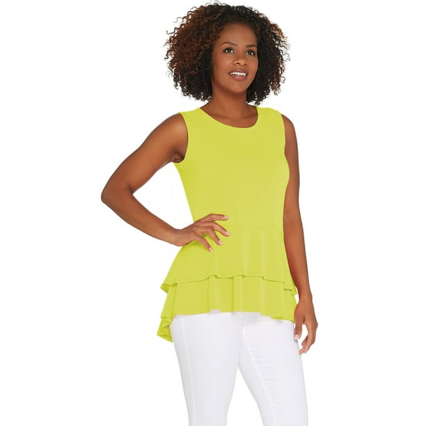 Susan Graver Susan Graver Ladies Plus Liquid Knit Sleeveless Ruffle
