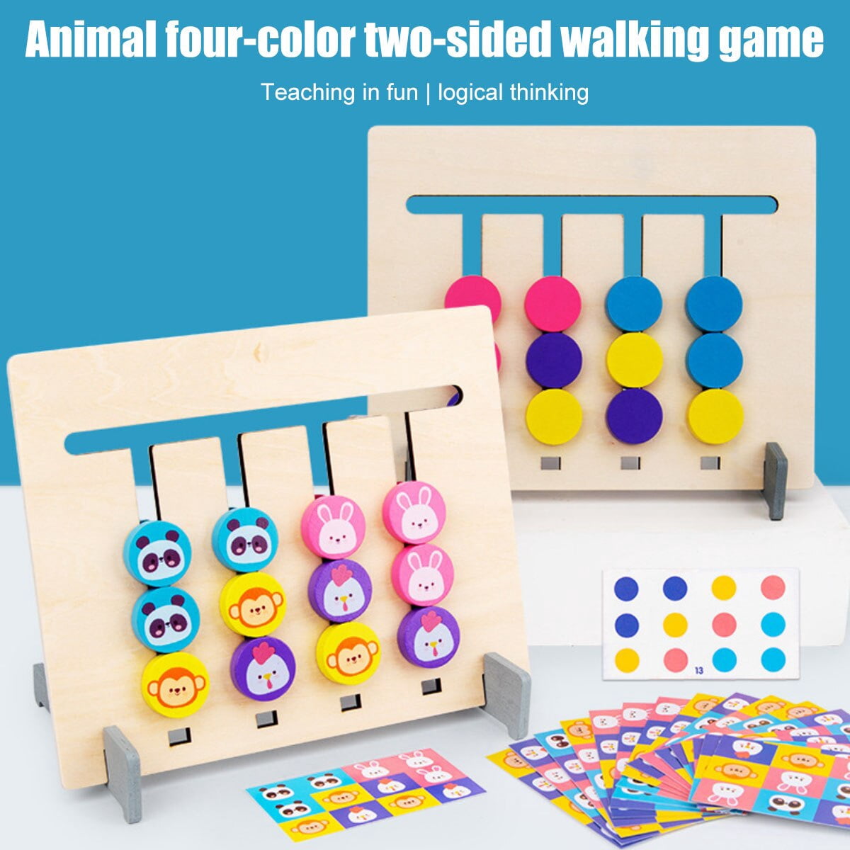 Wooden Montessori Toys Fruits Double-sided Matching Game Early ...
