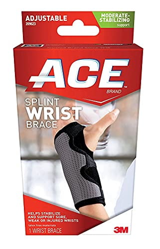 ACE Splint Reversible Wrist Brace, Adjustable One Size, 1 Ea, 6 Pack ...