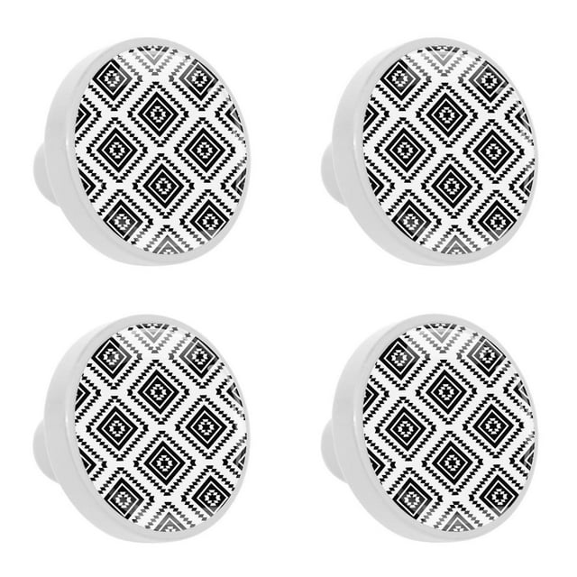 4 Pcs Black and White Tribal Knobs for Kitchen Cabinet Cupboard Dresser Bookcase Drawer Pulls ...