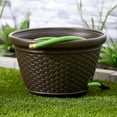 Decorative Wicker Garden Hose Holder Pot with 4 Drain Holes for 100 ...