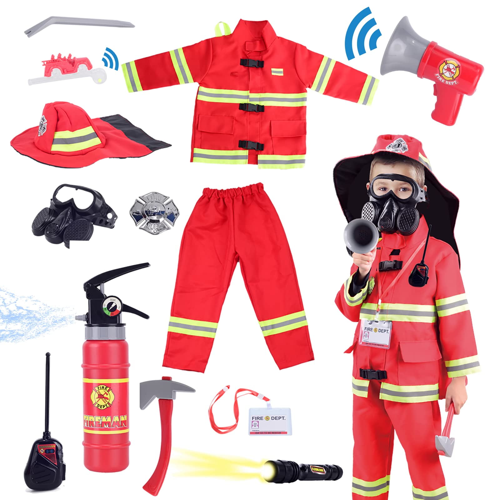 Set de disfraces Lesheng Space Fireman Firefighter para niños de 3 a 7 ...