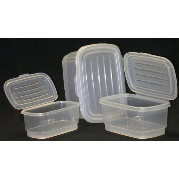 Set of 3 Food Storage Containers, Nested, Attached Lids, Dishwasher ...