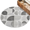 Gray Semicircles Round Living Room Rugs 5 ft, Boho Art Modern Gray ...