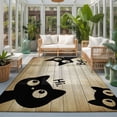 Black Cats Washable Area Rug 8 x 10 ft Cute Funny Cat Say Hi Bye Wood ...