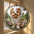 Small Dog Floral Stained Glass Style Suncatcher – Window Decor ...
