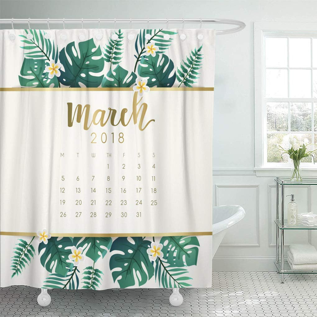 CYNLON Abstract Green Border March Calendar Exotic Tropical Leaves ...