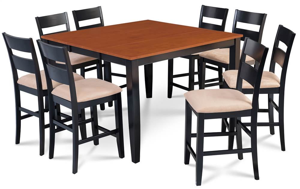 9-Pc Counter Height Dining table Set in Black and Cherry Finish ...