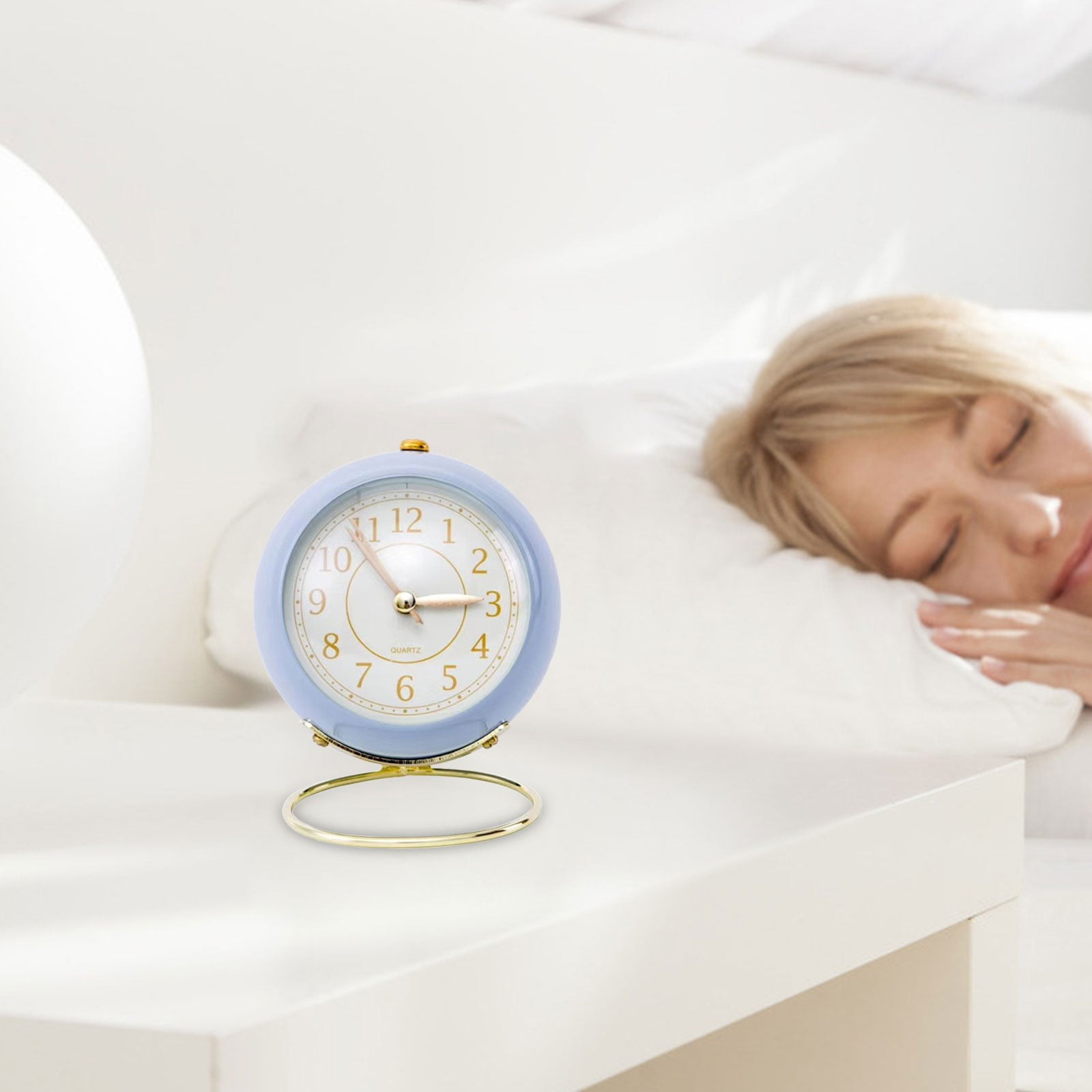 Small Desk Clocks For Shelf Bedroom Office, Table Alarm Clocks, Gold ...