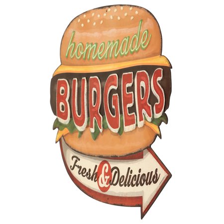 Homemade Burgers Embossed Tin Sign - Walmart.com - Walmart.com