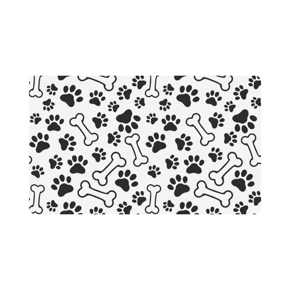 MKHERT Pet Paw Print and Bone Doormat Rug Home Decor Floor Mat Bath Mat ...