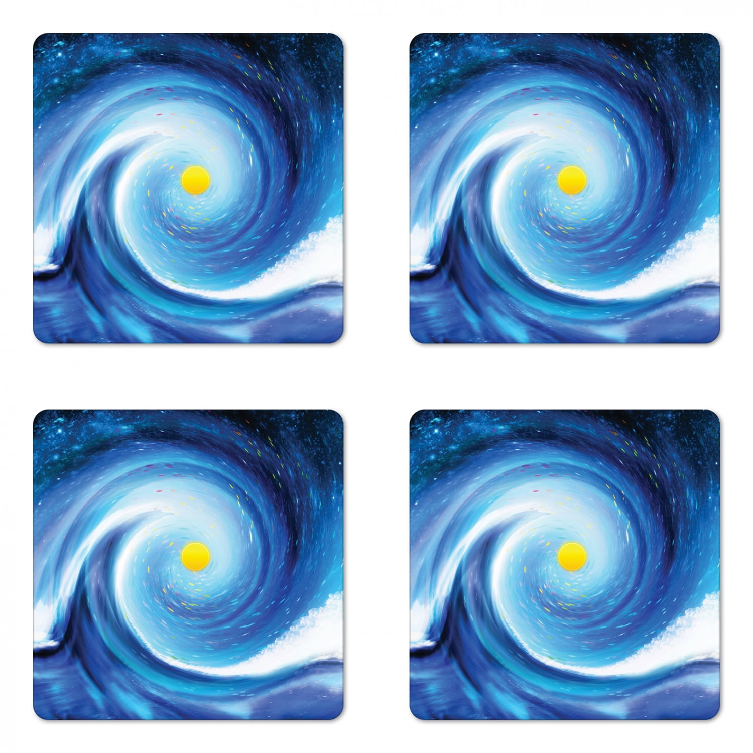 Abstract Coaster Set of 4, Surfer Wavy Like Design with Little Vivid ...