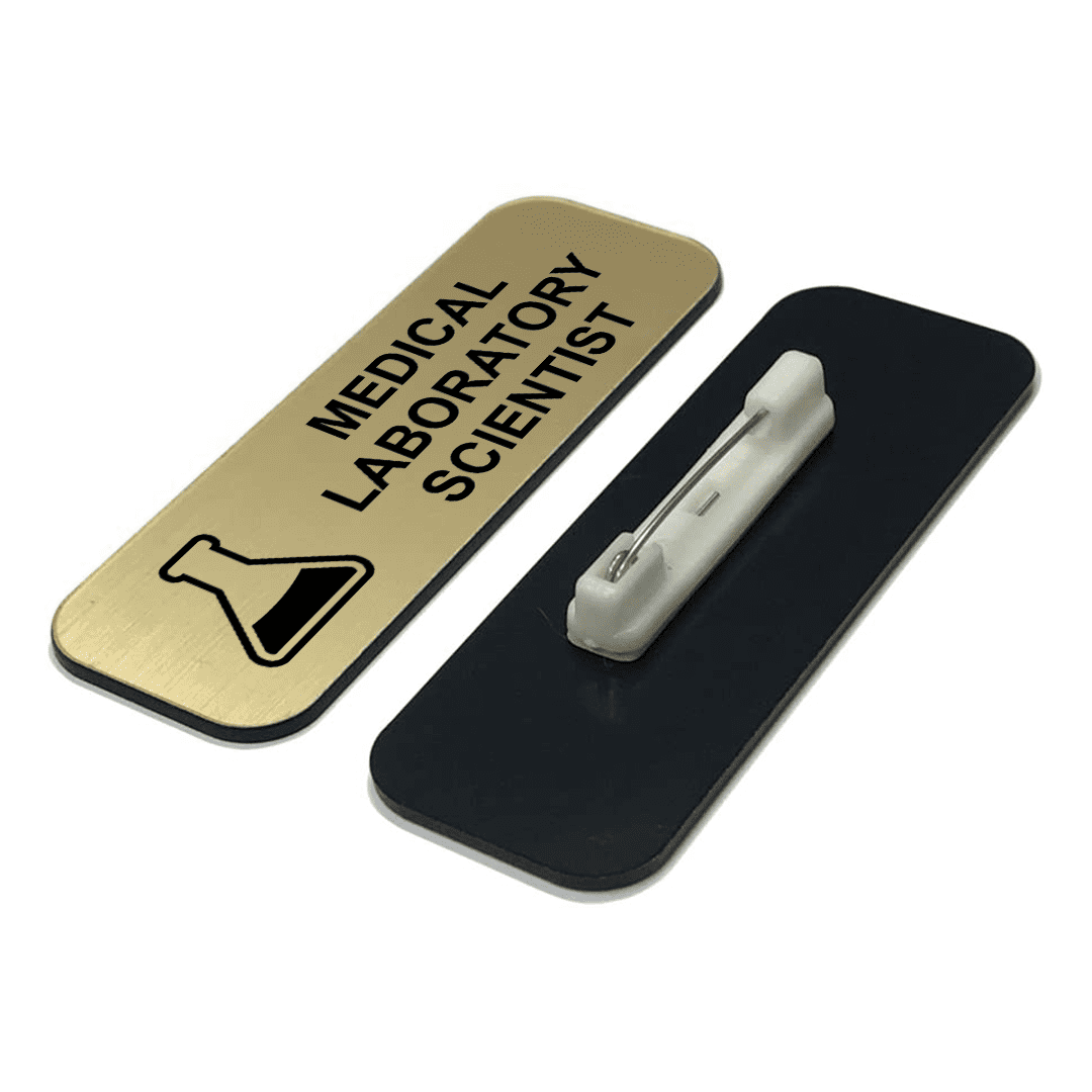 Medical laboratory scientist 1 x 3" Name Tag/Badge, Brushed Gold, (3 ...