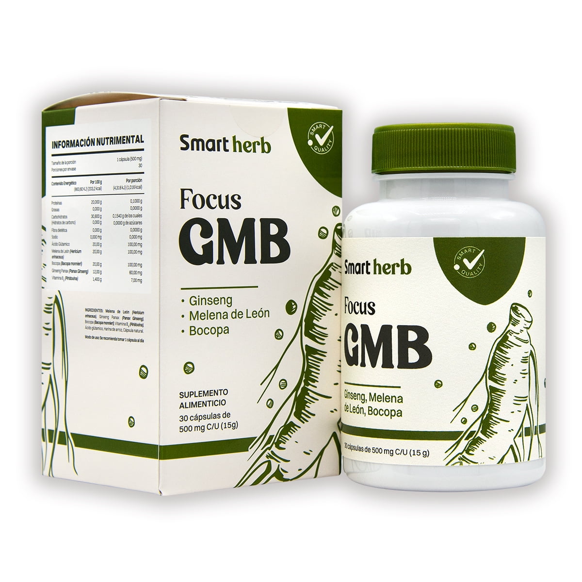 ANAHUAC FOCUS GMB ginseng, melena de leon, bocopa 30 capsulas PLANTAS MEDICINALES ANAHUAC Smart ...