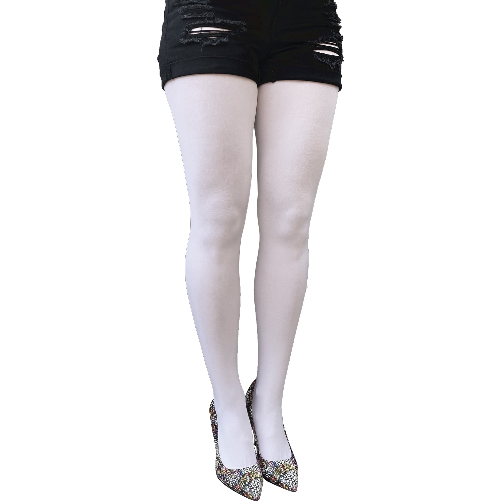 White Opaque Full Footed Tights 80d Pantyhose For Women