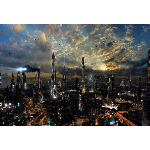 MOHome 7x5ft Future City Scene Backdrop Fantastic Urban Buildings ...