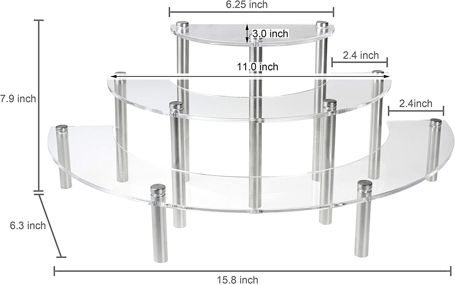 Buy MyGift Semicircle 3 Tier Cupcake Stands, Tabletop Clear Acrylic ...