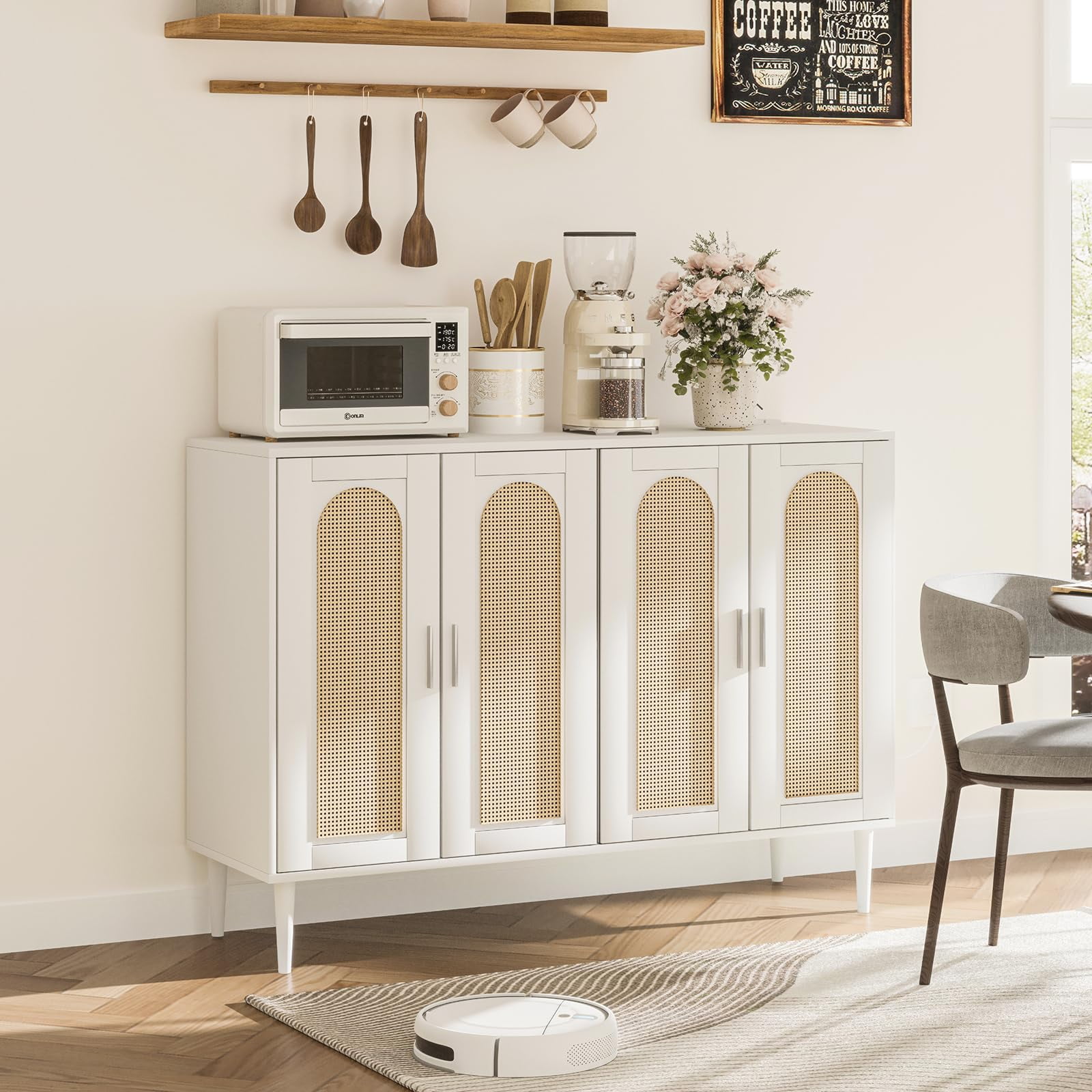 Click here for Tropow Sideboard Buffet Cabinet  4 Rattan Doors Ac... prices