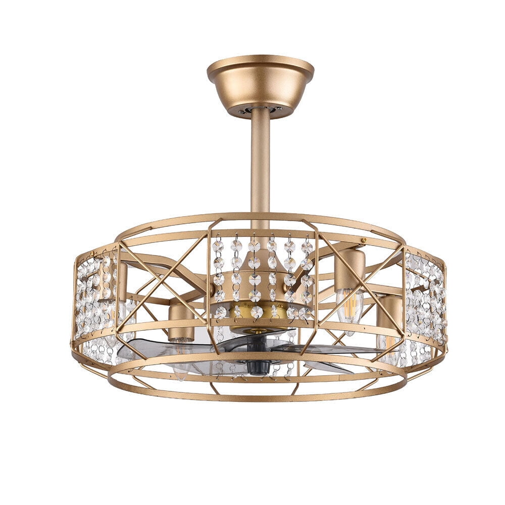 4 Lights Ceiling Fan Lights 20" Crystal 3 Gear Wind Timing Fan ...