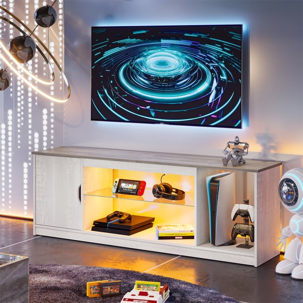 Bestier Led Entertainment Center for PS5,Grey Wash - Walmart.ca