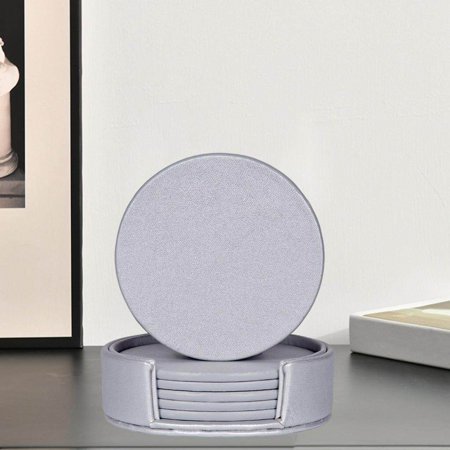 facefd Leather Marble Grain Coasters for Drinks with Holder Heat ...