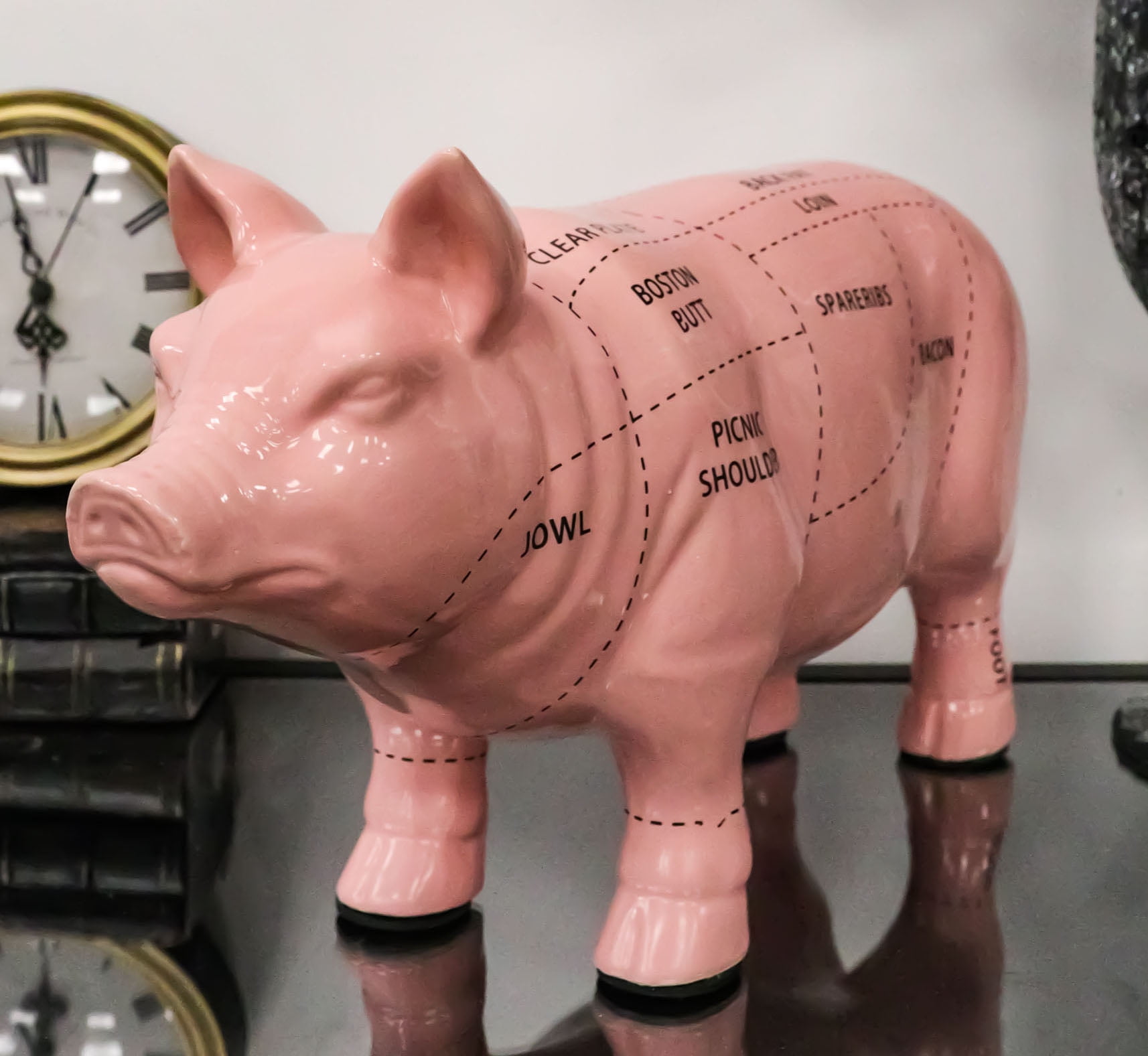 Large Ceramic Country Farmhouse Pink Pig Pork Butcher Chart Piggy Coin ...