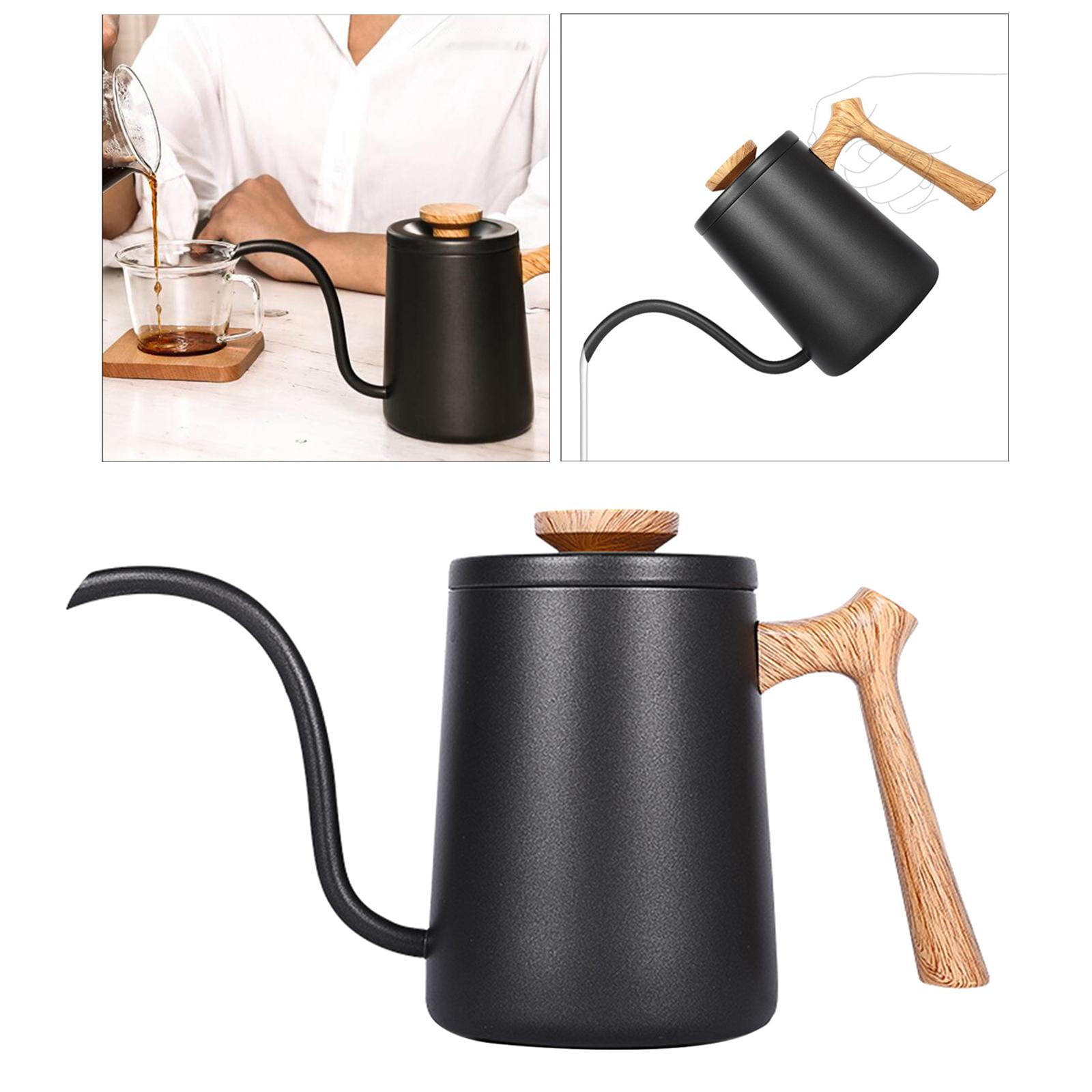 Stainless Steel Coffee Pot Coffee Kettle Handle 600ml Expresso Drip ...