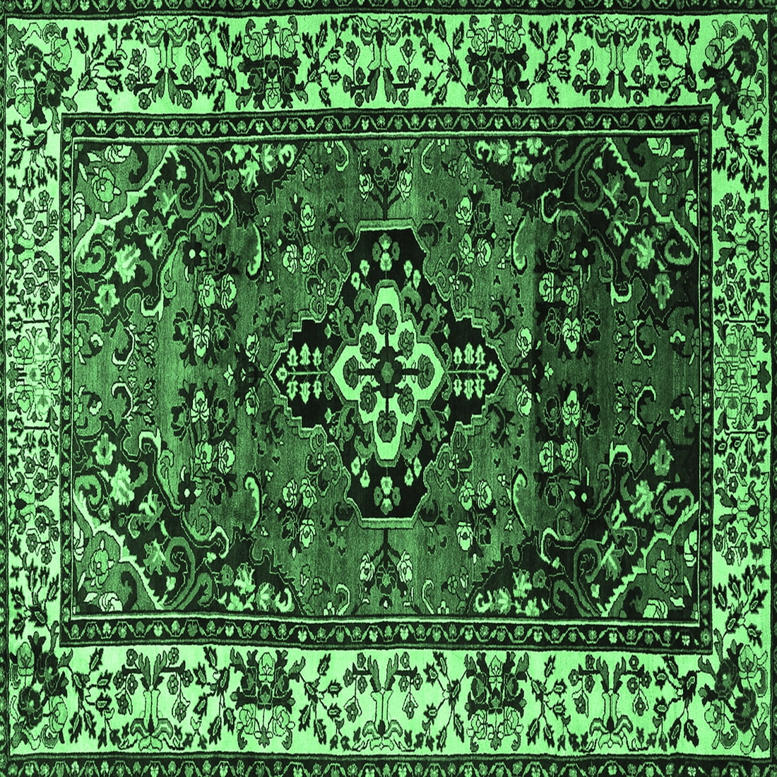 Ahgly Company Indoor Square Persian Emerald Green Traditional Area Rugs ...