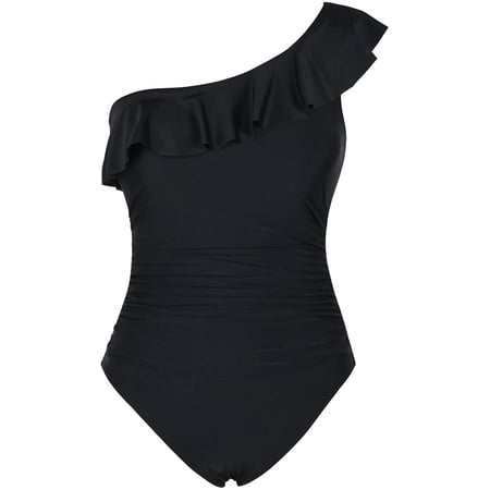 Hongchun Women's One Piece Swimsuits One Shoulder Swimwear Asymmetric ...