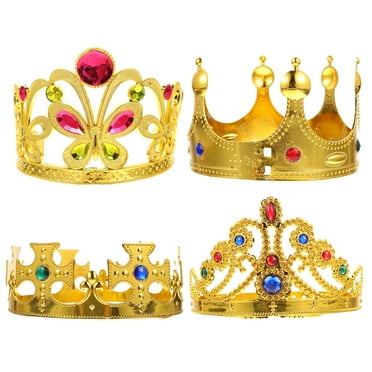 4-Pieces King and Queen Crowns Set for Kids - Gold Crowns and Tiara for ...