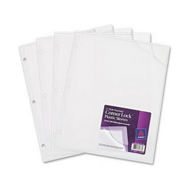 Avery Corner Lock 3-Hole Punched Plastic Sleeves, Clear, 4 Pack ...