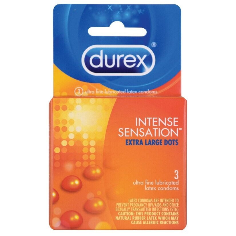 Durex Intense Sensation Ribbed Dots Ultra Thin Premium Latex Condoms 3 Count - Walmart.com