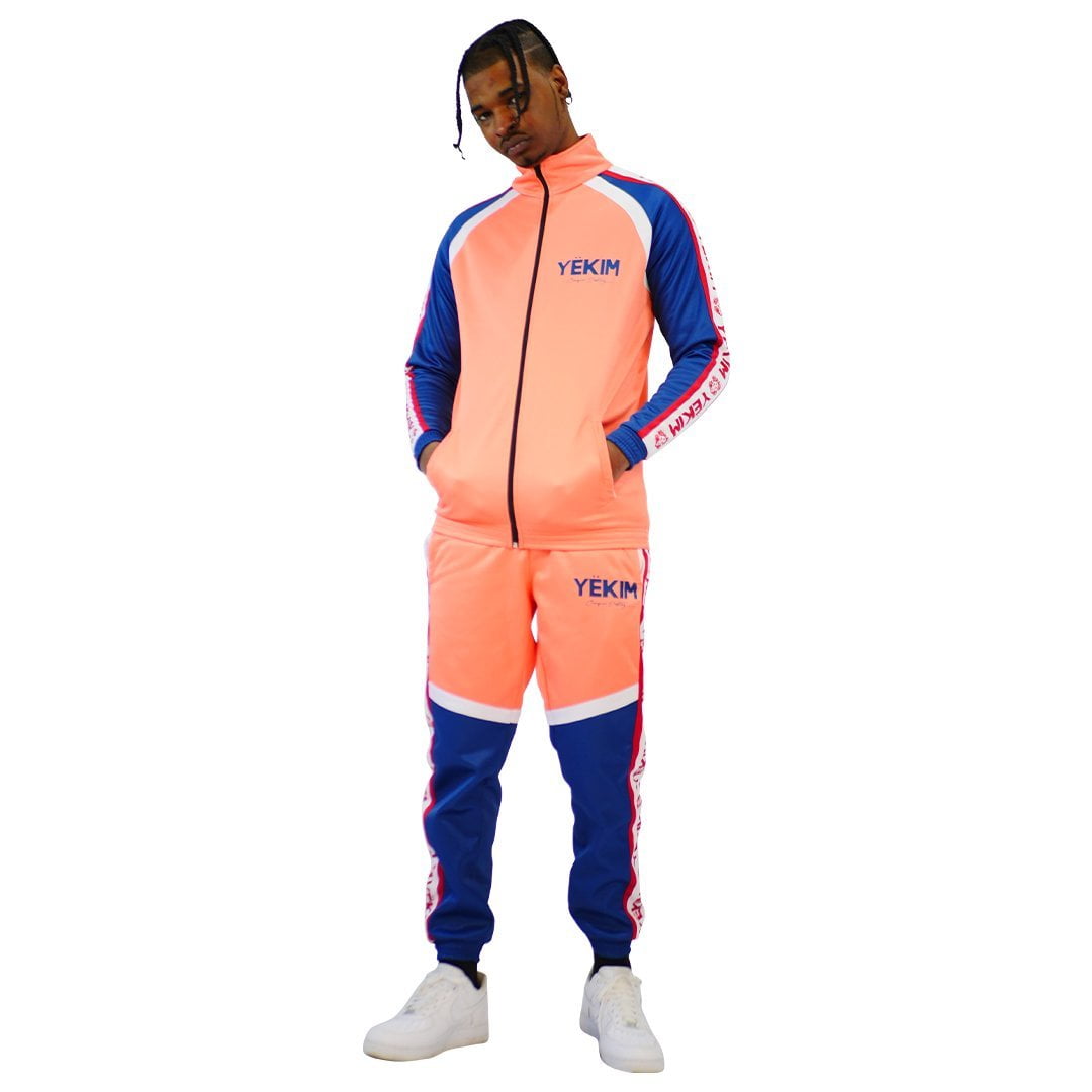 Mens Color Block Tracksuit Orange Blue - Walmart.com