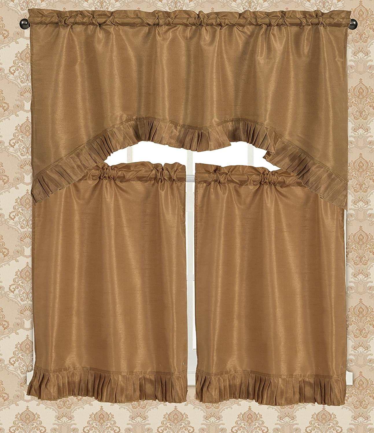 Bermuda Ruffle Kitchen Curtain Tier Set - Walmart.com