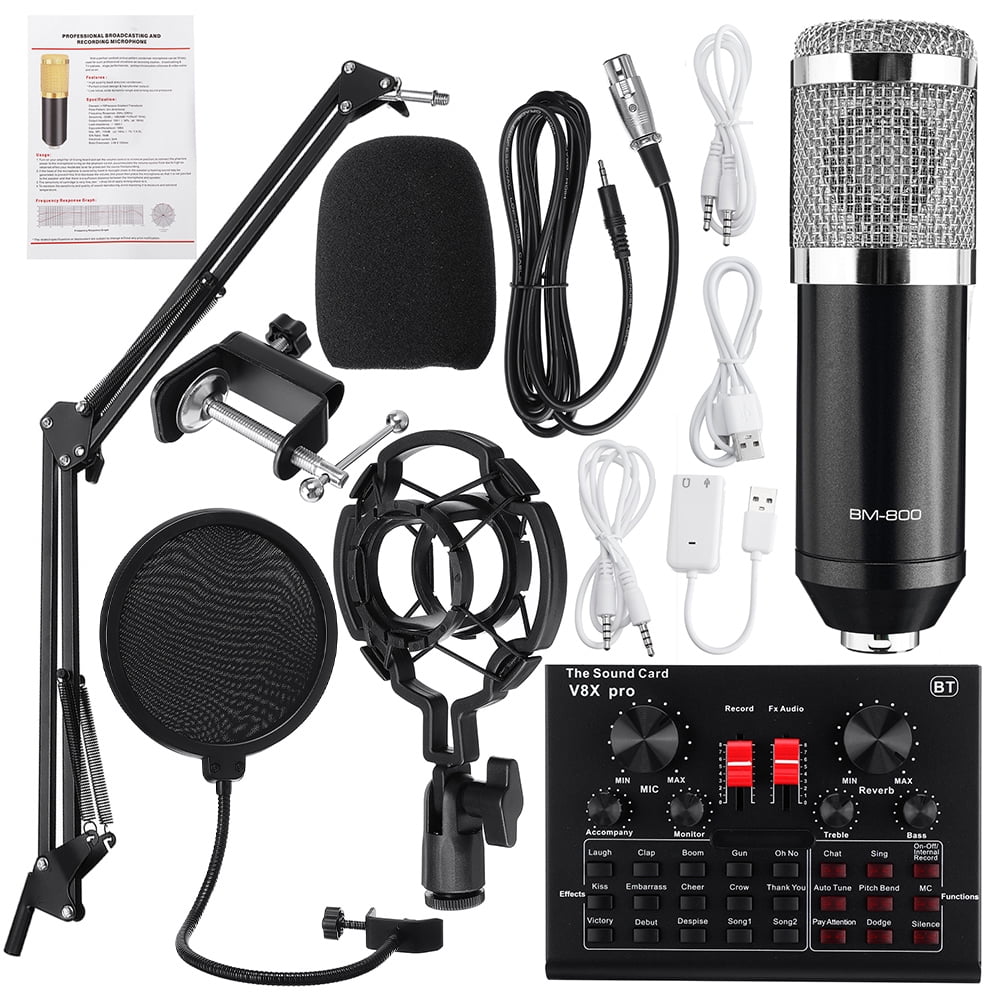 Buy Upgrade V8X PRO Live Sound Card Condenser Microphone Bundle, BM800 ...