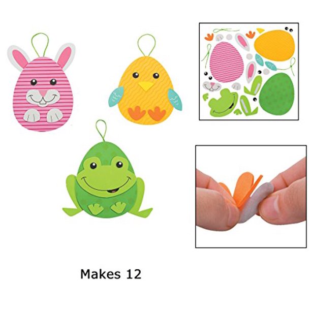 Fun Express Foam Easter Egg Character Ornament Craft Kit - Makes 12 ...
