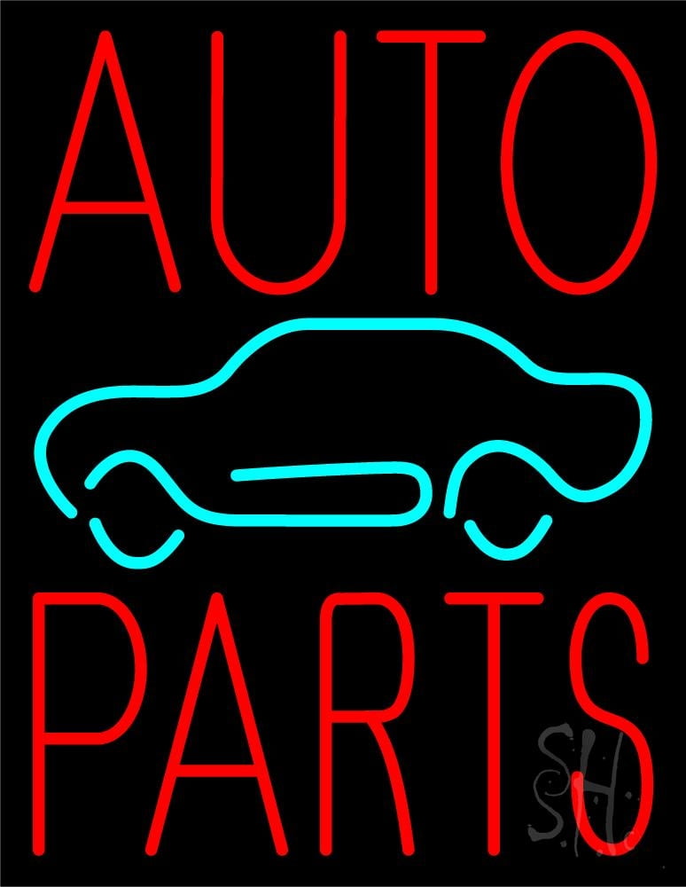 Red Auto Parts Car Logo LED Neon Sign 24 x 31 - inches, Clear Edge Cut ...