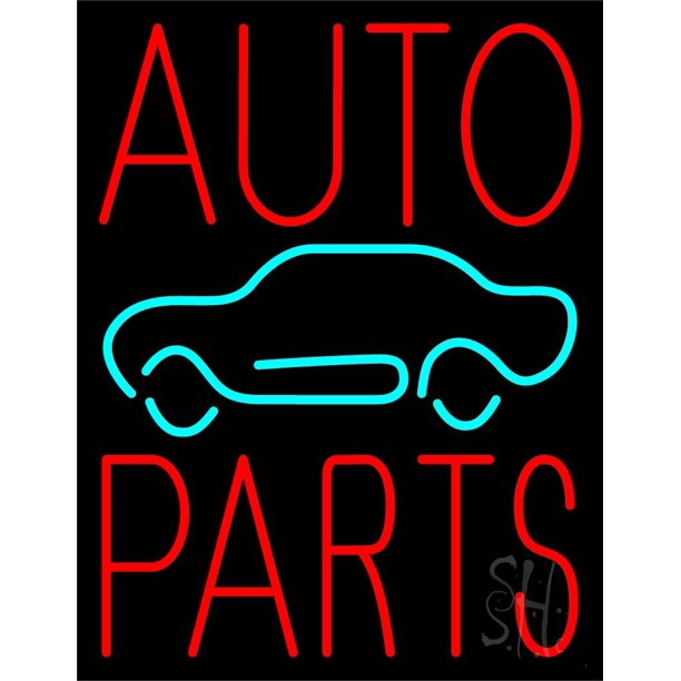 Red Auto Parts Car Logo LED Neon Sign 24 x 31 - inches, Clear Edge Cut ...