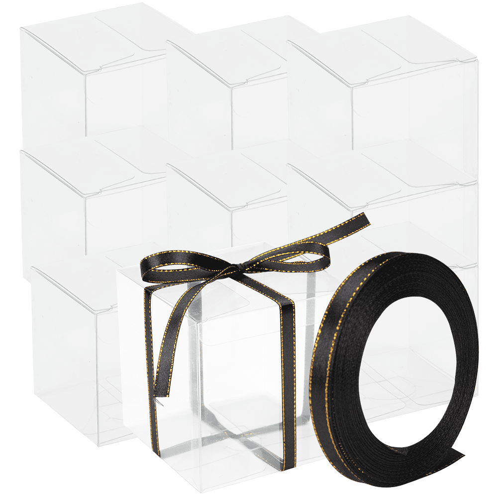 30 Pack Clear Favor Boxes, 4"x4"x4" Transparent Macaron Candy Clear ...