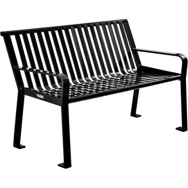 Global Industrial Outdoor Park Bench, 6 ft., Vertical Steel Slat, Black ...
