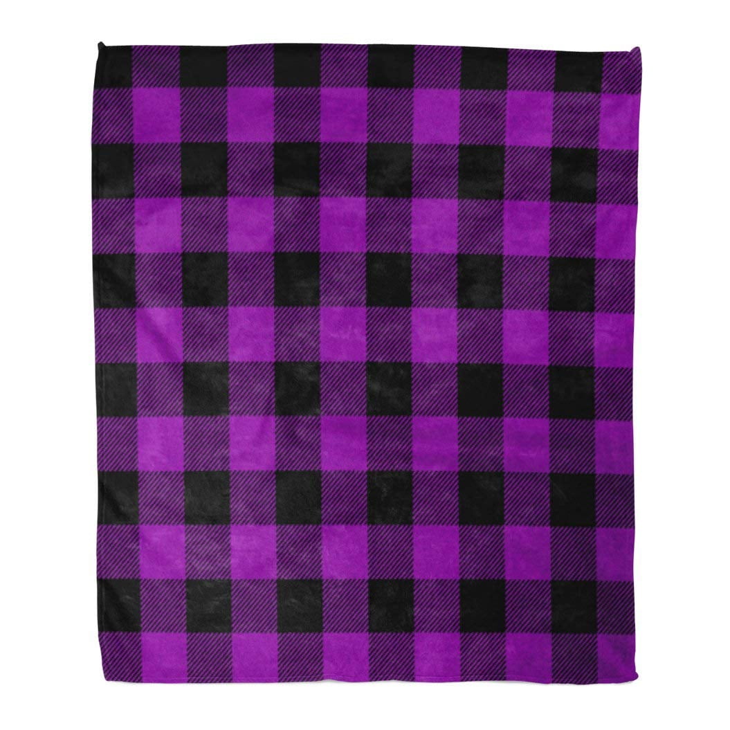 SIDONKU Flannel Throw Blanket Pattern Purple Buffalo Plaid Pattern ...
