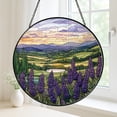 Countryside Lavender Field Round Stained Glass Suncatcher – Decorative ...