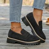 Dakaela Womens Platform Penny Loafers Suede Chunky Slip on Oxfords ...