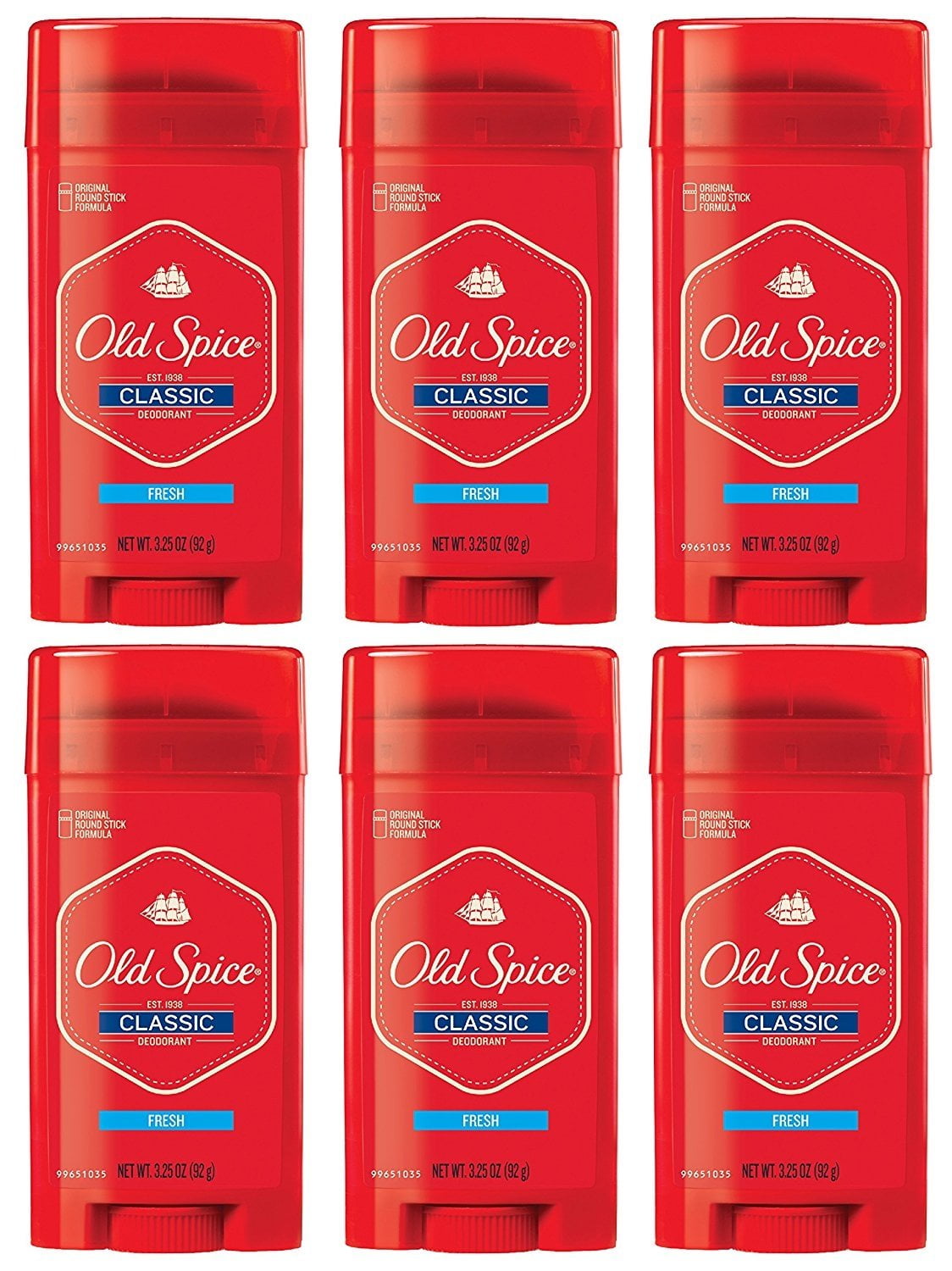 Old Spice Classic Deodorant for Men Aluminum & Odor Free 3.25 oz, 6 ...